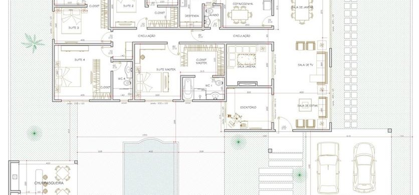 PLANTAS DE CASAS COM SUÍTE E CLOSET